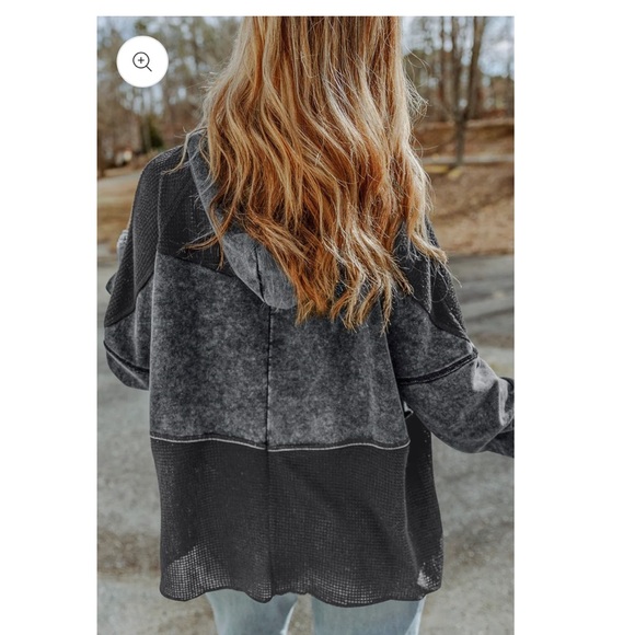 laurel tree & me | Sweaters | Waffle Patchwork Grey Vintage Jacket Zip ...